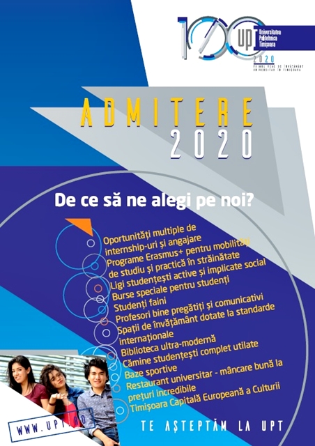 Admiterea 2020 la Universitatea Politehnica Timisoara, unde candidatii se pot inscrie si online ...
