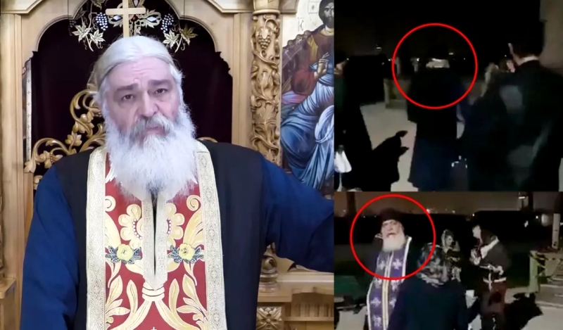 Preotul Calistrat de la Manastirea Vladiceni, filmat cand loveste o ...