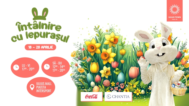 Iulius Town Timisoara ii invita pe cei mici la egg-hunt cu premii dulci, intalniri cu Iepurasul ...