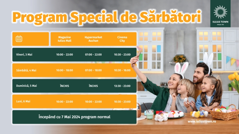 Iulius Town Timisoara, deschis in a doua zi de Paste. Afla programul ...