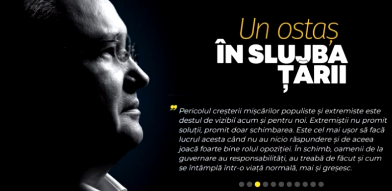 Un panou cu inscriptia "Nicolae Ciuca, un ostas in slujba tarii ...