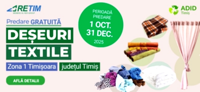 RETIM si ADID Timis anunta o noua campanie de colectare a deseurilor textile cu predare GRATUITA ...